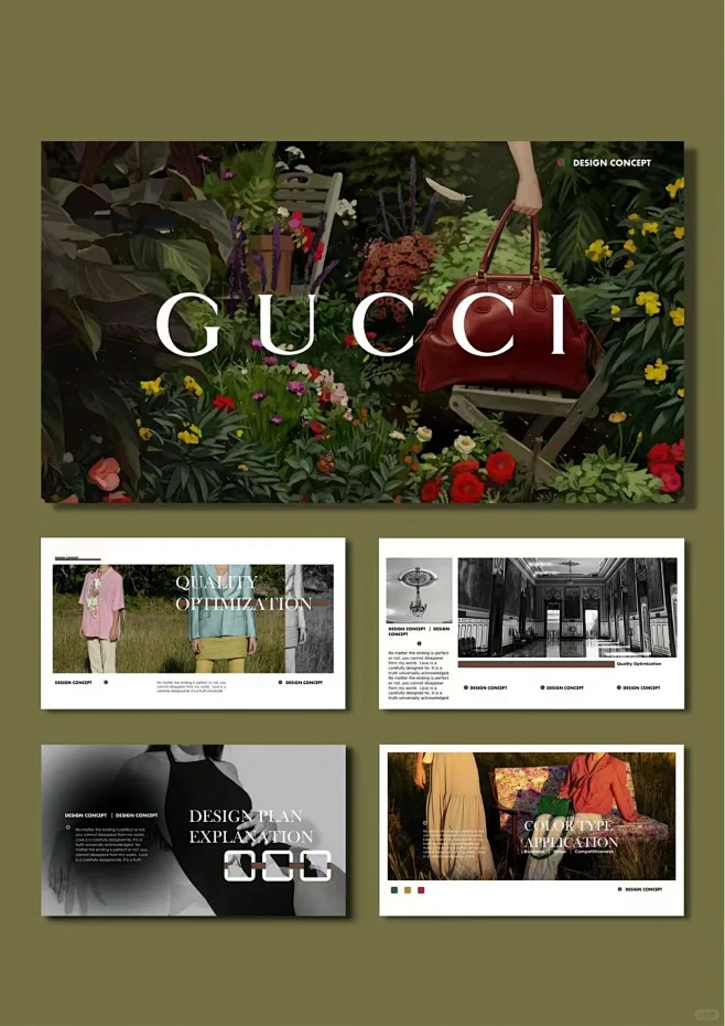 N037.奢侈品GUCCI品牌PPT模板-花瓣网