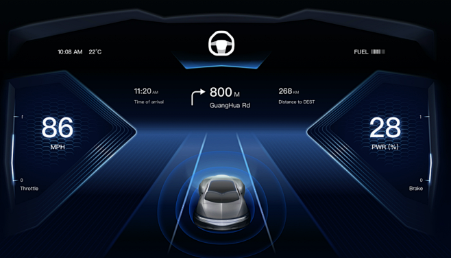 Self-driving HMI DesignUI软件界面MerryKing - 原创作品