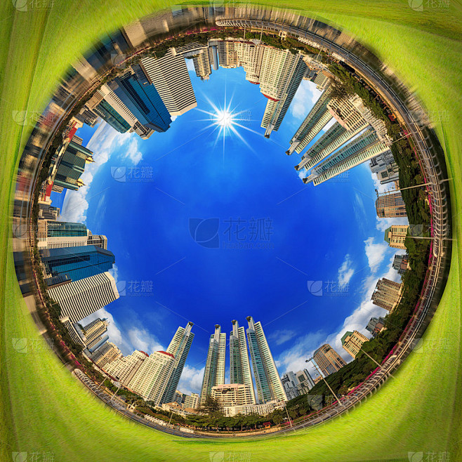 360度城市与蓝天