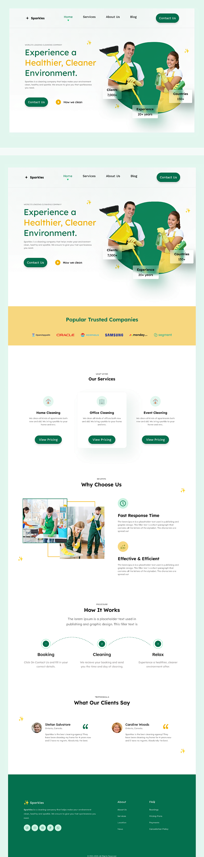Landing Page- Cleaning Company o