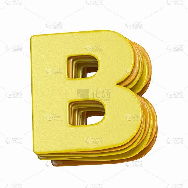 黄色字体字母B 3D