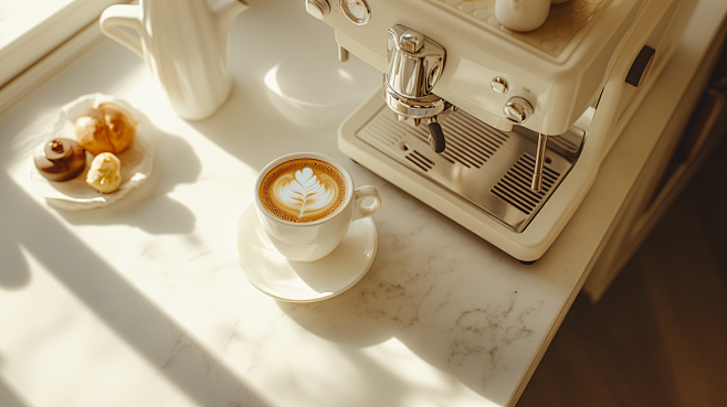 ls7623_A_cream-colored_coffee_machine_with_an_espresso_pot_maki ...