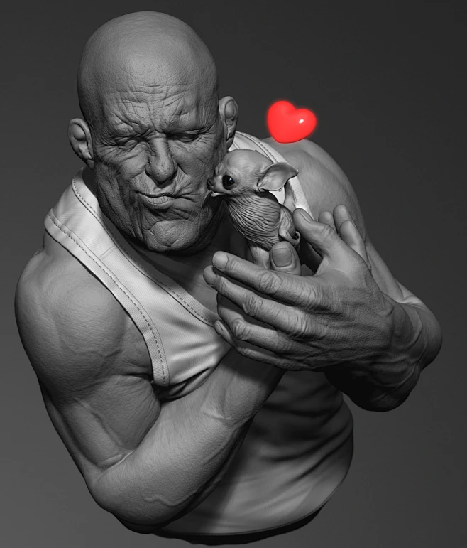 Cute chihuahua love 3D character sculpt created in Zbrush by artist ...
