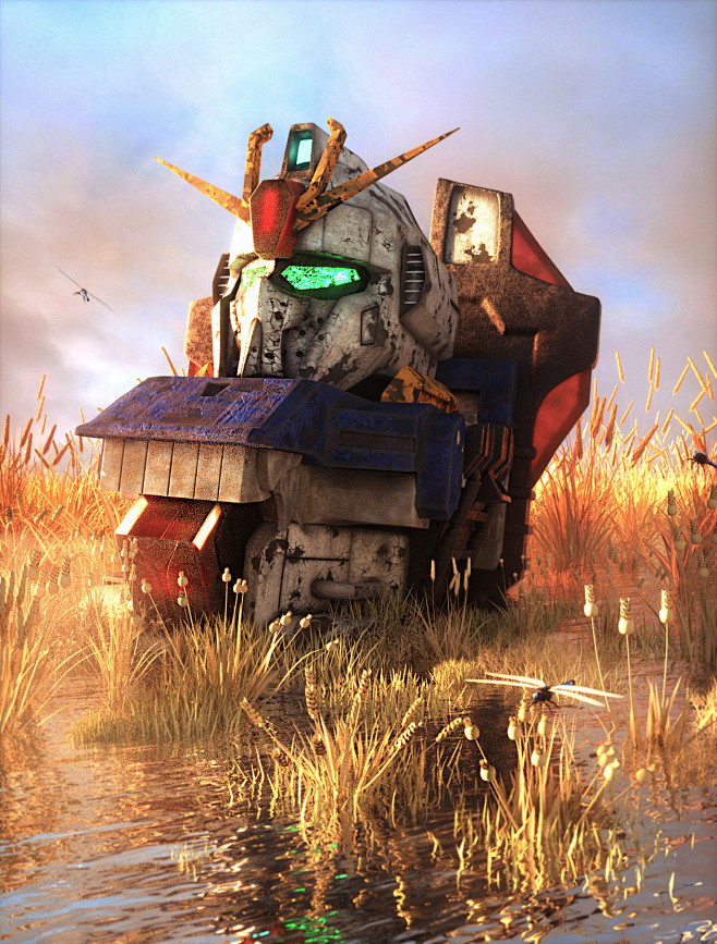 c4d octane 场景渲染 高达