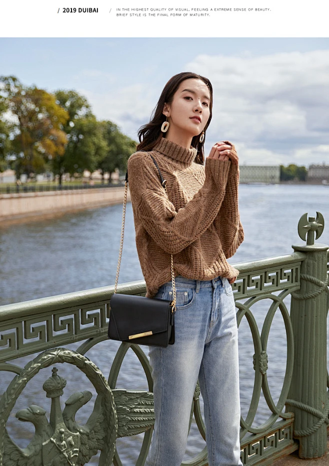 【上新价111.9元】对白纯色粗线针织衫秋冬新款2019时尚高领毛衣-tmall.com天猫-花瓣网