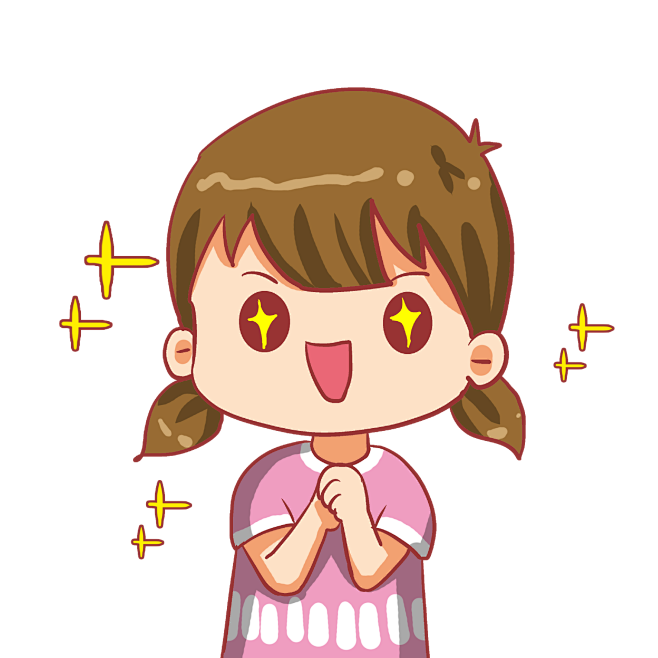 千库网_可爱小女孩期待喜欢兴奋哇表情包_元素编号13346536