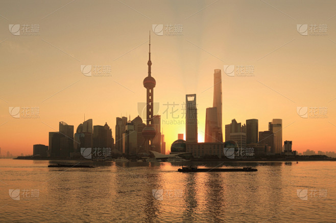 上海,浦东,陆家嘴,黎明,水平画幅,无人,黄浦江,户外,城市,建筑结构