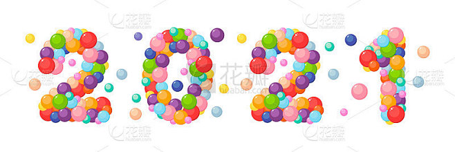 Vector cartoon number 2021 for kids of the colored