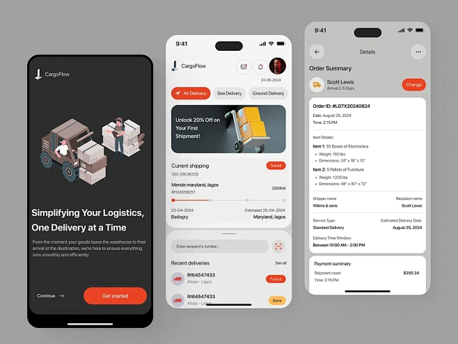 Logistics Mobile App Design app design application design cargo design ...