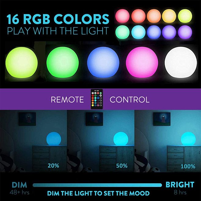 Amazon.com: Mr.Go 8-inch Ultra-fun LED Glowing Ball Light w/Remote, RGB ...