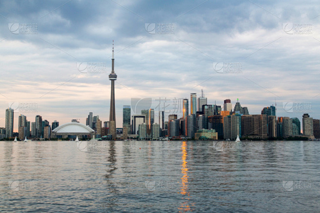 多伦多,城市天际线,加拿大,多伦多电视塔,加拿大文明,天空,公园,水平画幅,无人,海港