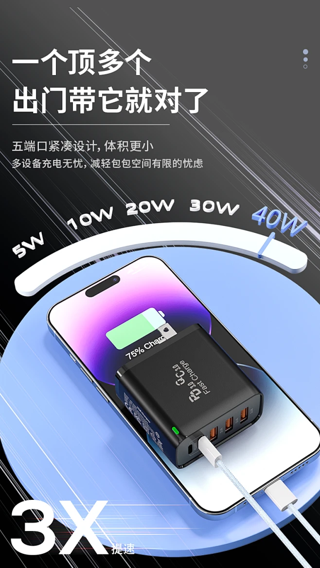 五口 40W 3A2C 充电器详情页 (5) 充电头、充电器、数据线、蓝牙耳机 详情页裁切 （ 为避免不必要的纠纷，未经许可请勿下载作为商业用途，敬请理解！！）-花瓣网