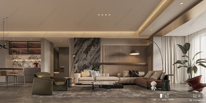 现代大平层设计 效果图欣赏_【知末效果图】-花瓣网