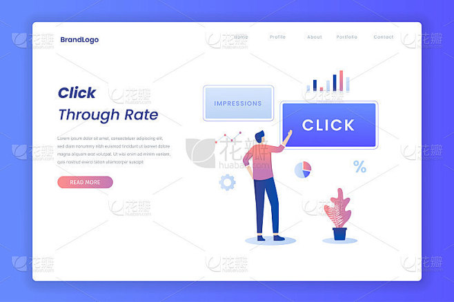 Click through rate illustration landing page