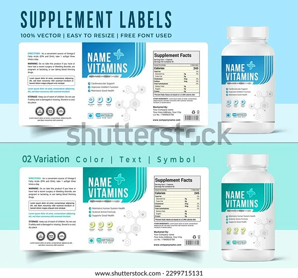 Vitamin, Supplement, vitamin label design, label design, food label ...