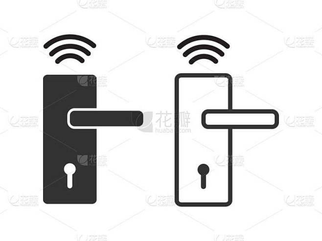 无线门锁图标向量, 智能锁系统的平面设计, 标志, 网站, 社交媒体, 移动应用程序, ui