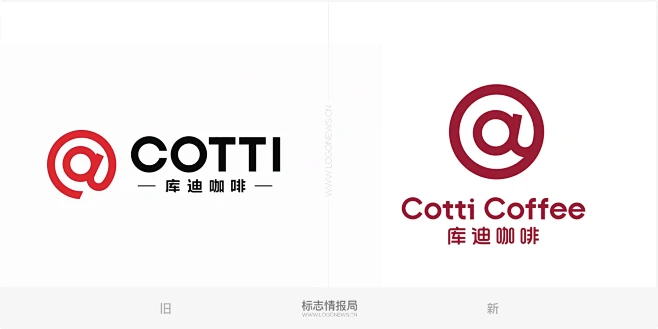 库迪咖啡（Cotti Coffee）品牌升级，新LOGO中的「@」符号更突出 - 标志情报局-花瓣网