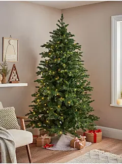 Green 7ft Pre-Lit Christmas Tree | Christmas | George at ASDA-花瓣网