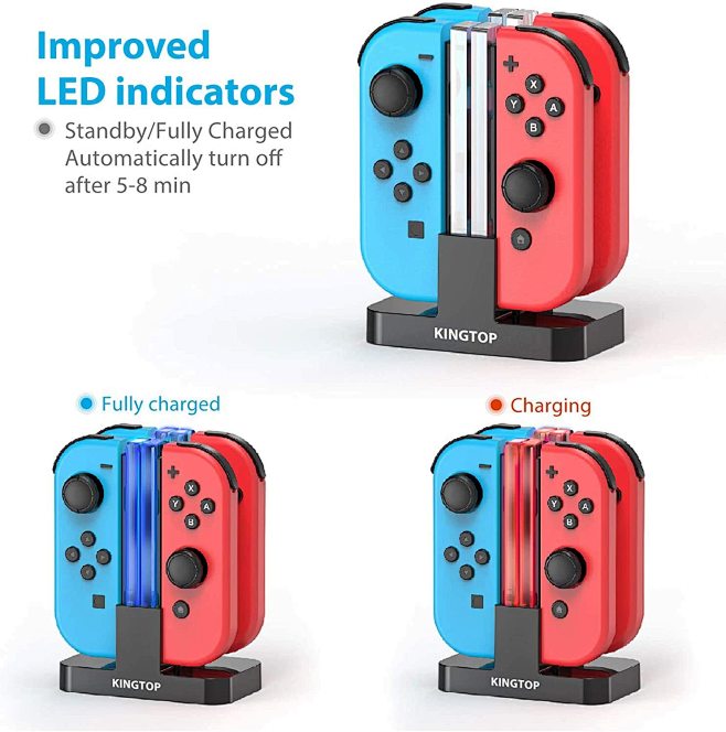 Amazon.com: KINGTOP Joy‑Con Controllers Base de carga compatible con ...