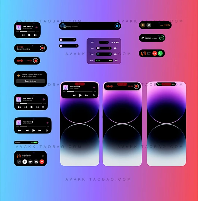 17034苹果Iphone系统灵动岛AI矢量IOS 16图标手机GUI界面设计素材-淘宝网-花瓣网