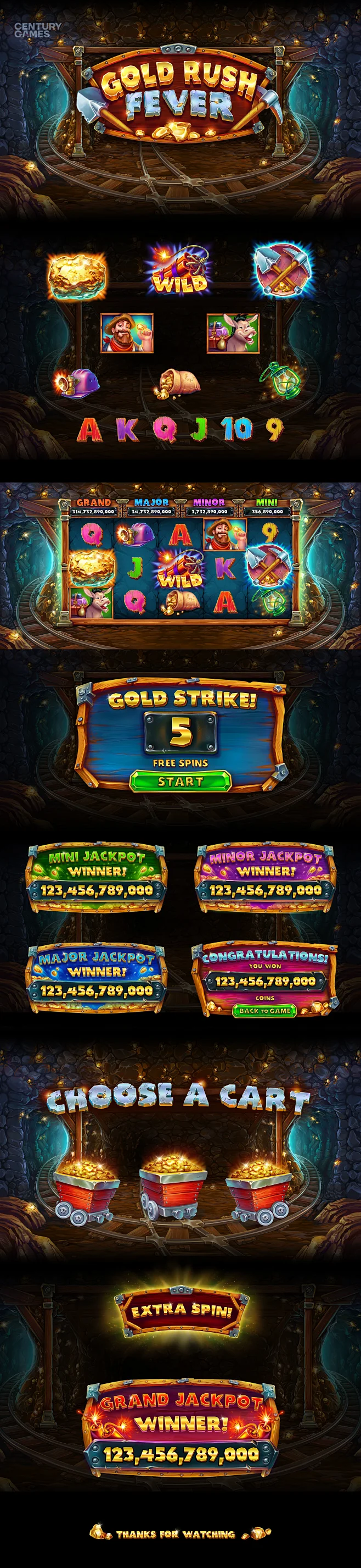 Slots game UI/UX mobile game casual slot machine art cartoon gold-花瓣网