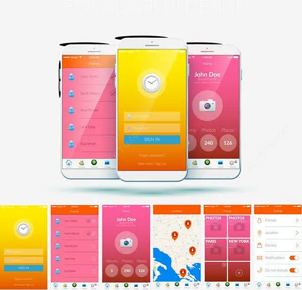 矢量手机版面ai免抠素材_新图网 https://ixintu.com 矢量图 APP界面手机 手机网页版面手机-花瓣网