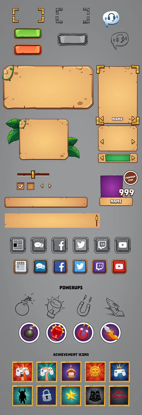 UI elements, buttons, icons design for Marooners game #gameart #gameui #uidesign #interface # ...