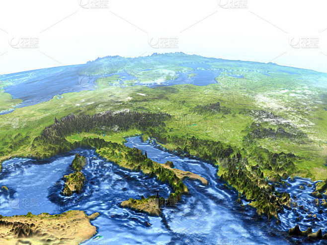 地球上亚得里亚海区域-可见海床