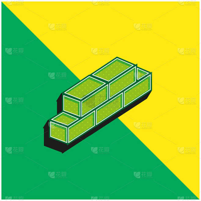 Bricks Green and yellow modern 3d vector logo