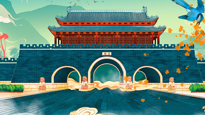 【寿县篇 · 一】通淝门县城南门插画_王山楂__插画师作品_涂鸦王国gracg.com