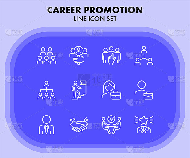 Career promotion line icon set