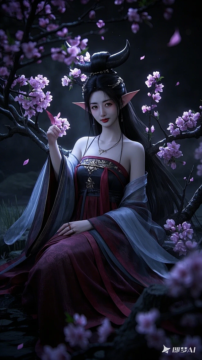 3A游戏大作，黑神话，虚幻5引擎，光影细节，细腻，暗黑系，写实，游戏摄影，阴暗画风，阴冷，画面很黑，很恐怖，一个美丽的女妖精，穿着唐代襦裙，唐 ...