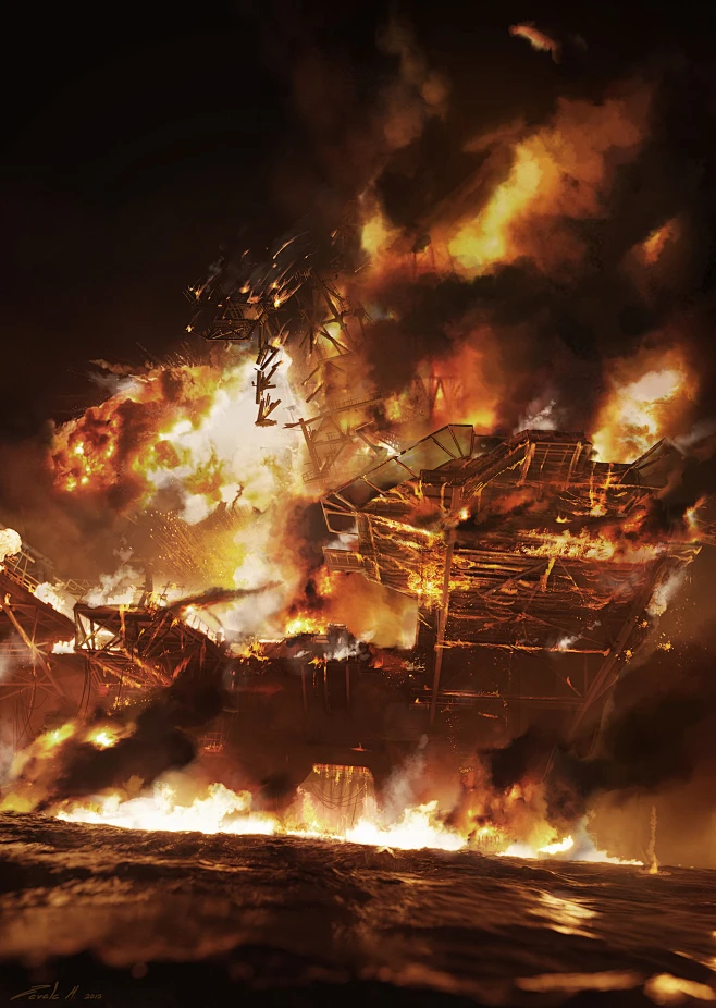 Deepwater Horizon VFX Design, Stephen Zavala : Set extension and vfx ...