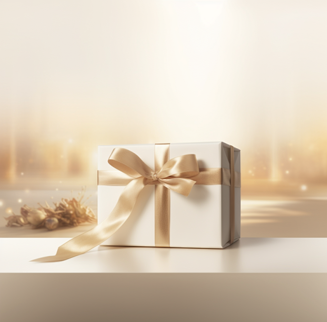 jason_1991_gift_box_with_golden_ribbon_in_the_style_of_impressi ...