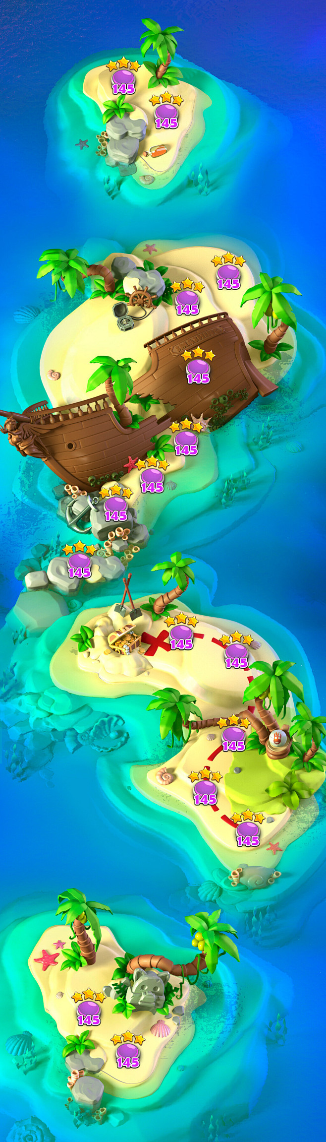 Progress map for mobile game