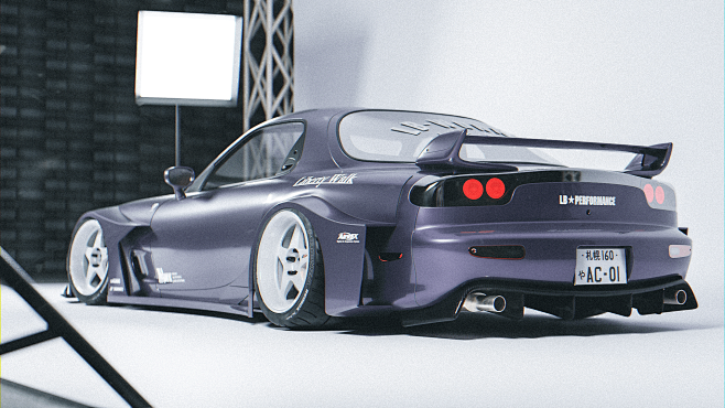 3D automotive Cars CGI JDM mazda Racing Render rx7 stance