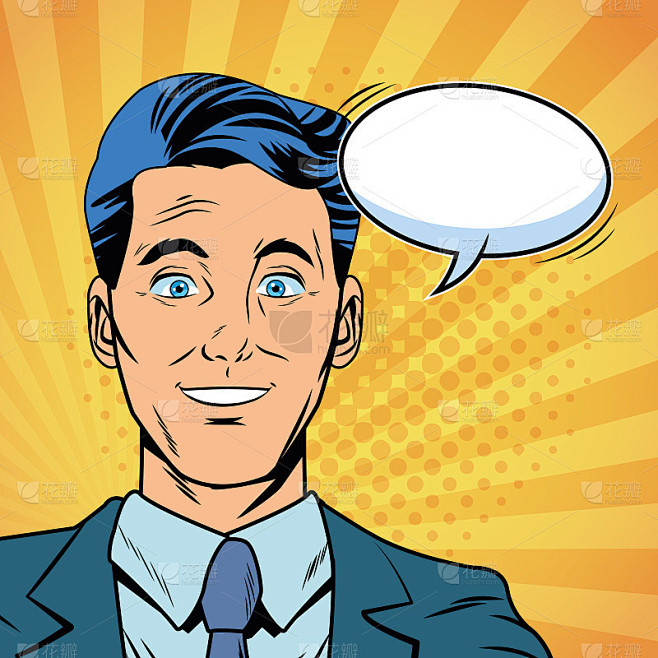 Businessman talking pop art cartoon