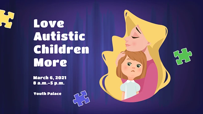 Cartoon Love Autistic Children Facebook Event Cover素材-花瓣网