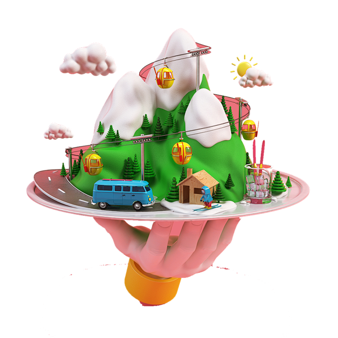 c4d素材 立体 几何 卡通人物 IP角色 c4d云朵 三维场景 KV 电商美工群:129134938 立体场景 c4d搭建 大促元素 电商立体场景 PNG