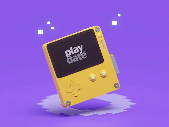 Quick Playdate Render gaming handheld console isometric b3d play date playdate blender-花瓣网