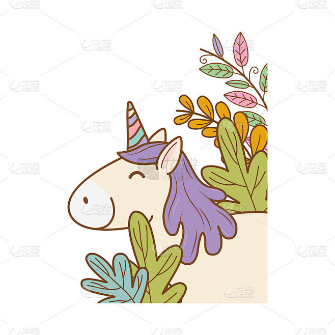 cute fairytale unicorn with floral decoration