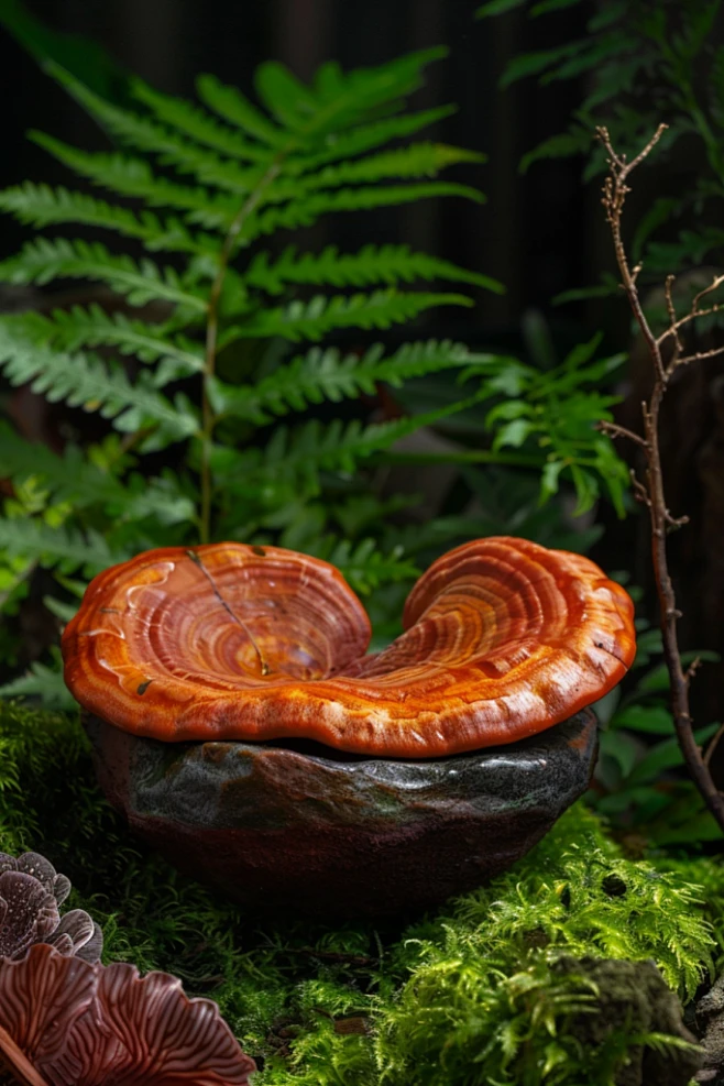 中医药材灵芝特写-花瓣网