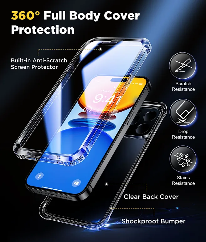 Amazon.com: Humixx for iPhone 15 Pro Max Case, Clear Waterproof Phone ...