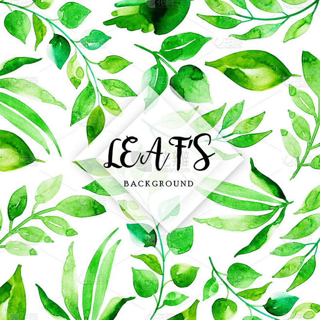 Watercolor Leaf Pattern Background