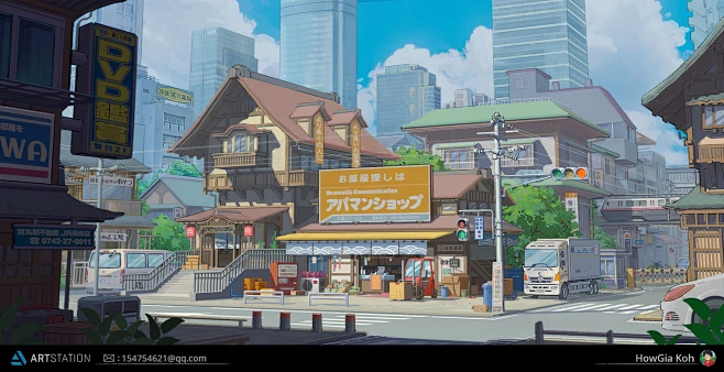 二次元-街道-场景设计 Quadratic element - Street - Scene design-花瓣网
