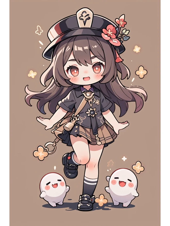 超可爱的原神Q版插画-穿校服的胡桃-花瓣网