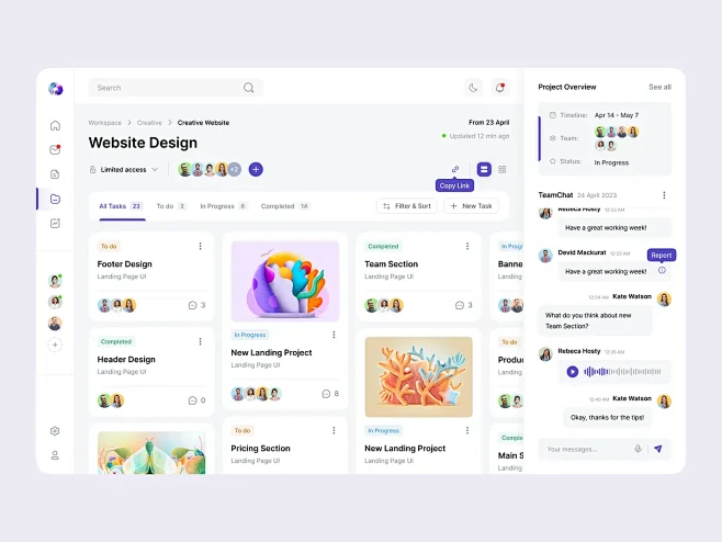 Project Management Dashboard admin panel asana chat dashboard insights ...