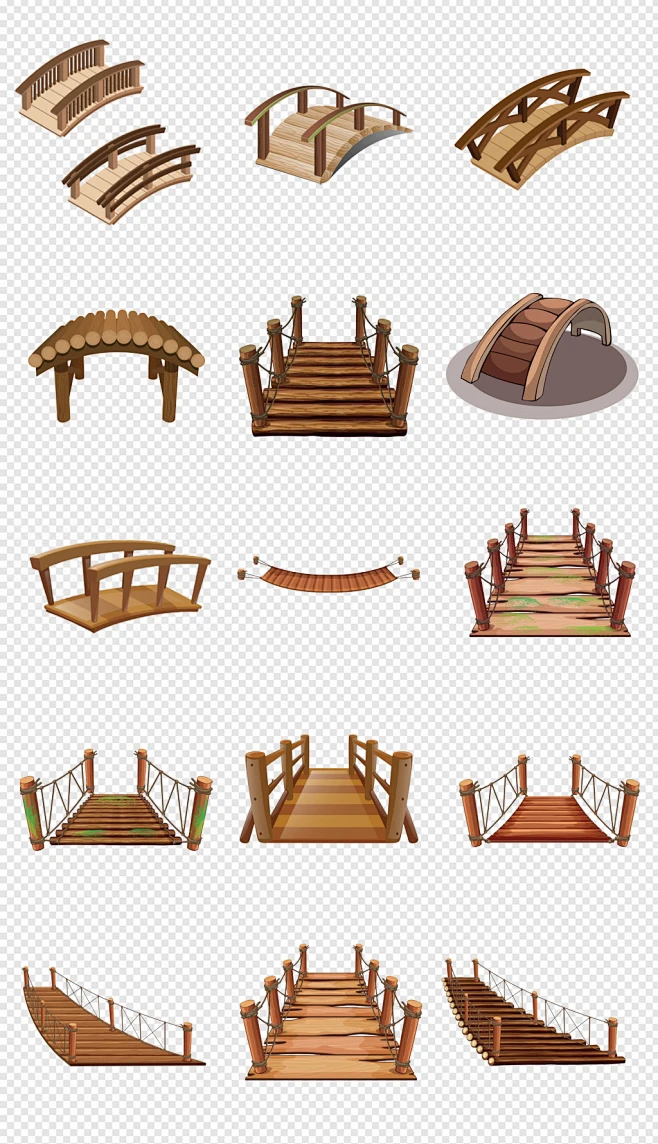 卡通手绘游戏场景素材小桥木桥png素材-花瓣网