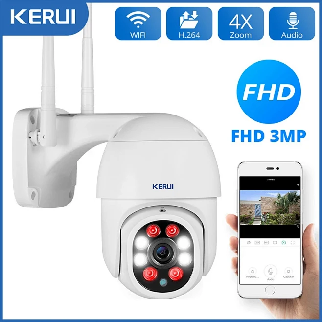 KERUI-1080P-3MP-PTZ-WiFi-IP-Wireless-Camera-Outdoor-Home-Security-4X ...