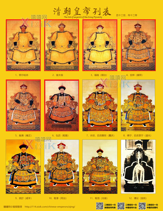 清朝皇帝顺序列表_清朝历代皇帝简介及在位年表_嘻嘻网